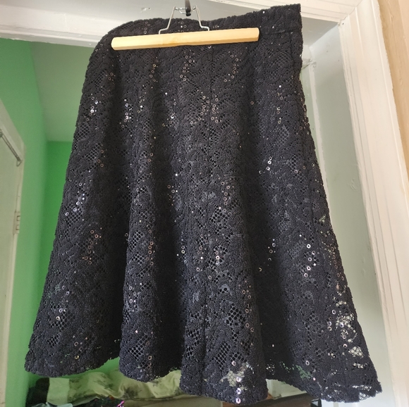 ECI | Skirts | Black Mini Shirt Seethrough Flower Pattern Mini Skirt ...